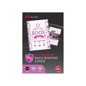 GBC Binding Leathergrain Covers Blk Pk 100