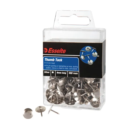 Esselte Drawing Pins Silver Box 100