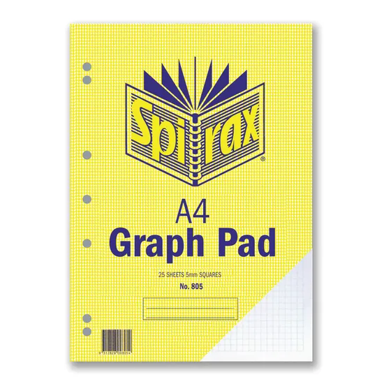 Spirax 805 A4 Graph Pad 5mm Grid - 25 Leaf