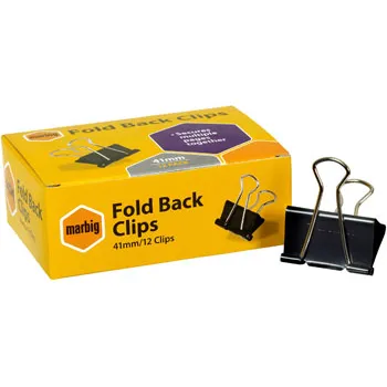 Marbig Fold Back Clips 41mm Box 12