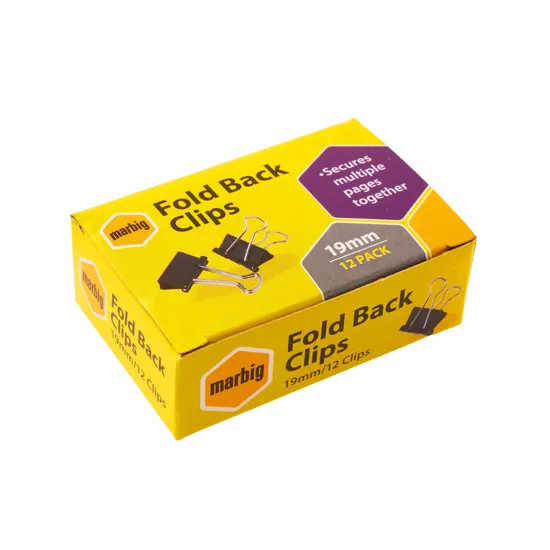 Marbig Fold Back Clips 19mm Box 12