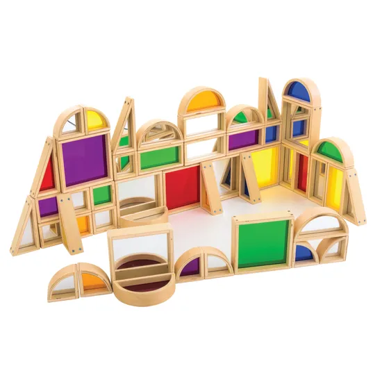 Natural Spaces - Colourful & Mirror Wooden Blocks - 48 Pieces - MTA ...