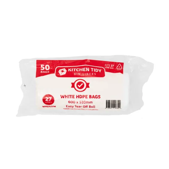 White Kitchen Tidy Bags 27L - Roll of 50