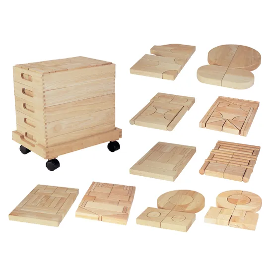 Wooden Unit Blocks Set & Trolley - Set of 192
