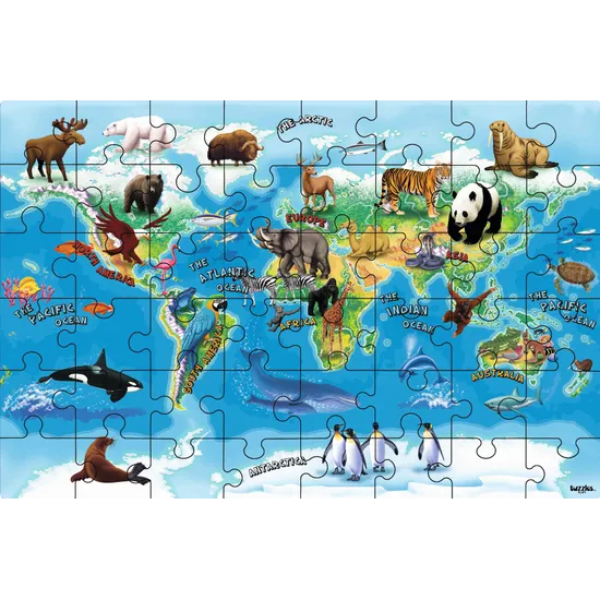 Animals of the World Map Puzzle 48 Piece