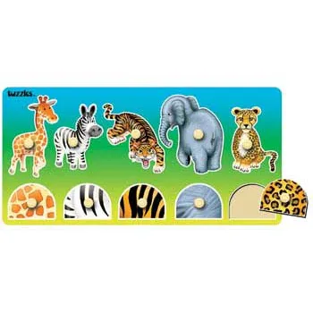 Tuzzles Matching Wild Animals Knob Puzzles 10 Pieces