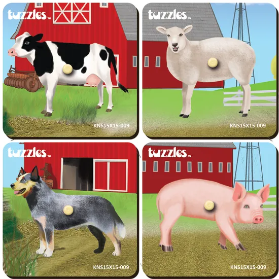 Farm Animals Knob Puzzles Set of 4