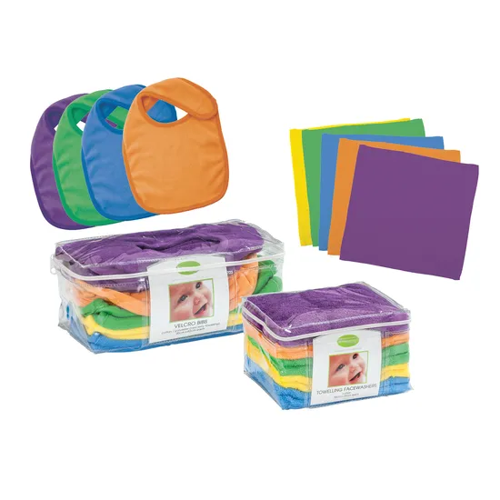 Max & Rosie Cotton Bibs & Washer Kit - Rainbow Set of 20