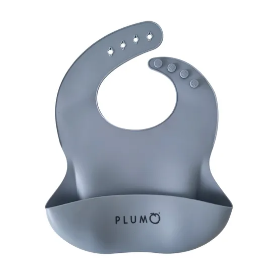 Plum Silicone Bib - Steel Blue