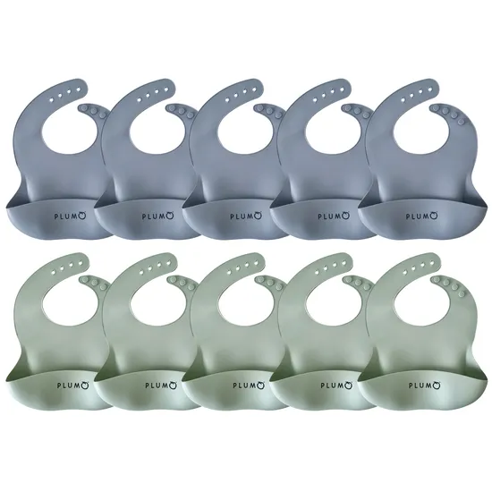 Silicone Feeding Bib Set of 10