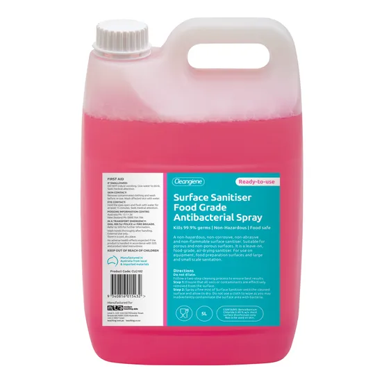 Surface Sanitiser Food Grade Anti Bacterial RTU - 5L