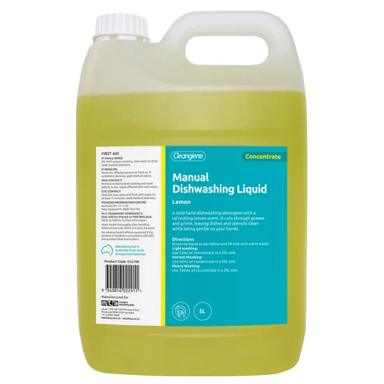 Manual Dishwashing Liquid Conc Lemon -5L