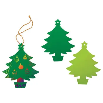 Creatistics Scratch Art Tree Decorations- Pack of 30