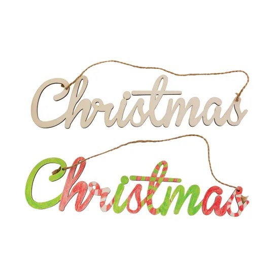 Wooden Christmas Sign - Pack of 10