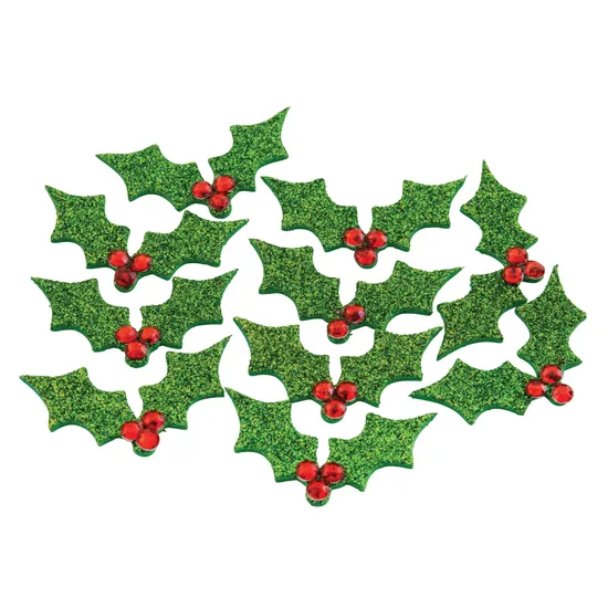 Glitter Foam Holly Stickers - Pack of 150 - MTA Catalogue