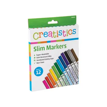 Creatistics Slim Colouring Markers - Pack of 12