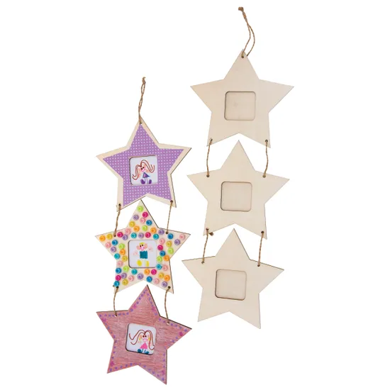 Wooden Star Photo Frames - Pack of 10