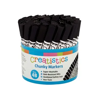 Creatistics Black Chunky Super Washable Markers – Tub of 48