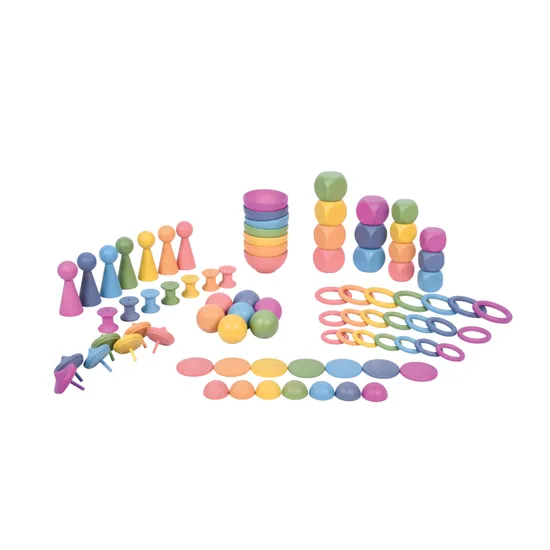 Rainbow Wooden Sorting Set - 84 Pcs