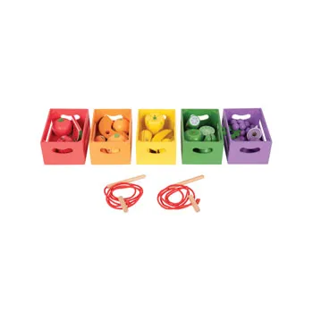 Wooden Sorting Fruit & Vegetable Crates 27pc