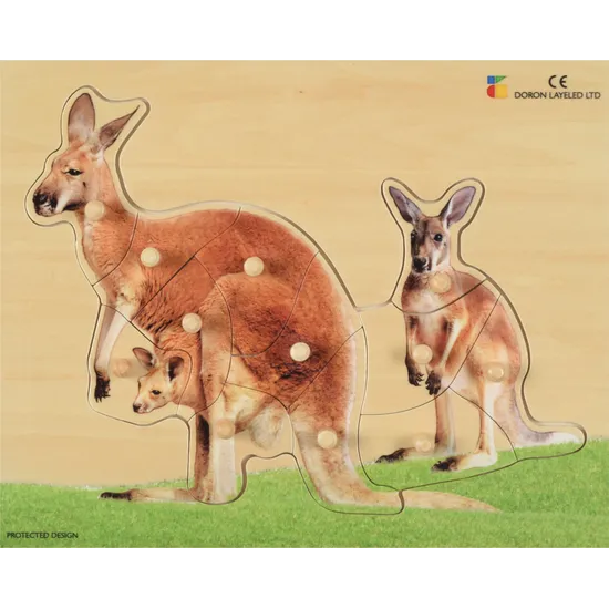 Wooden Kangaroo Puzzle - 12 Pieces