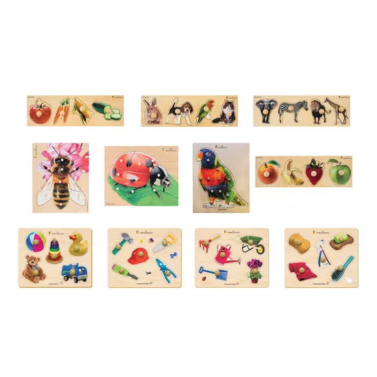 Assorted Wooden Knob Puzzles Set of 11