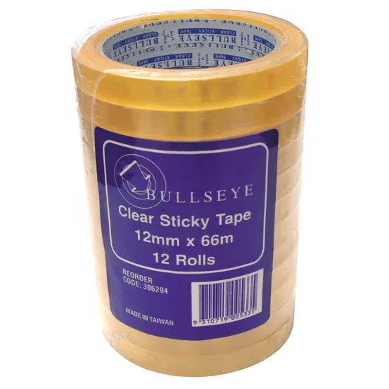 Clear Sticky Tape 12mm x 66m - Pack of 12