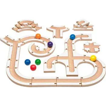 Wooden Ball Track - 35 Pieces