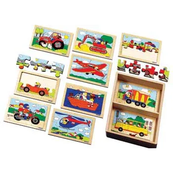 Vehicles Wooden Puzzle Box Set of 10