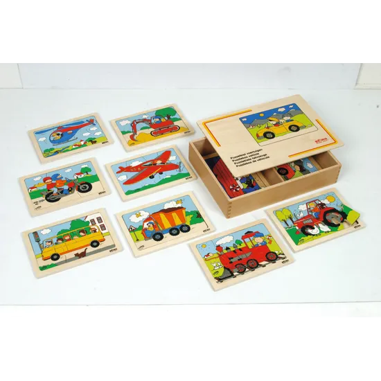 Vehicles Wooden Puzzle Box - Set of 10