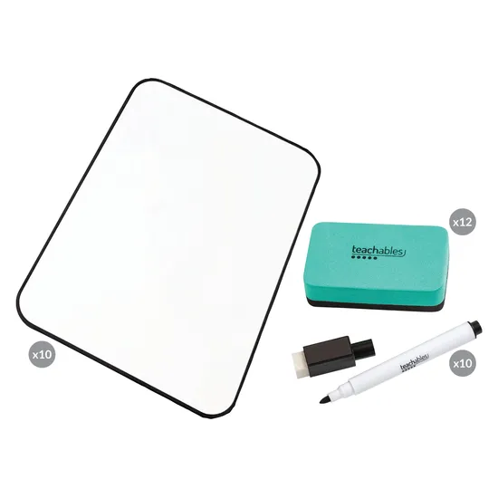 A4 Double-Sided Magnetic Mini Whiteboard Black Kit