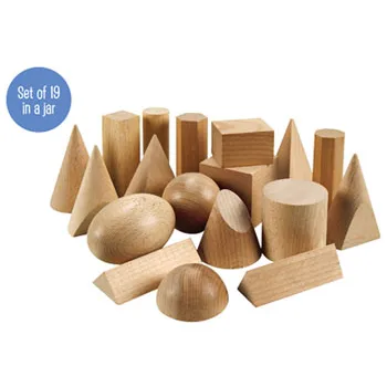 Wooden Geometric Solids in Jar - 18 pc