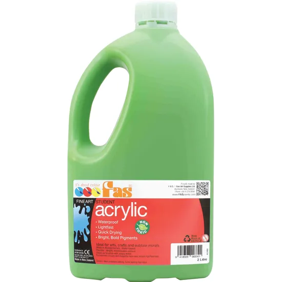 Student Acrylic Paint - Green Light 2 Litre