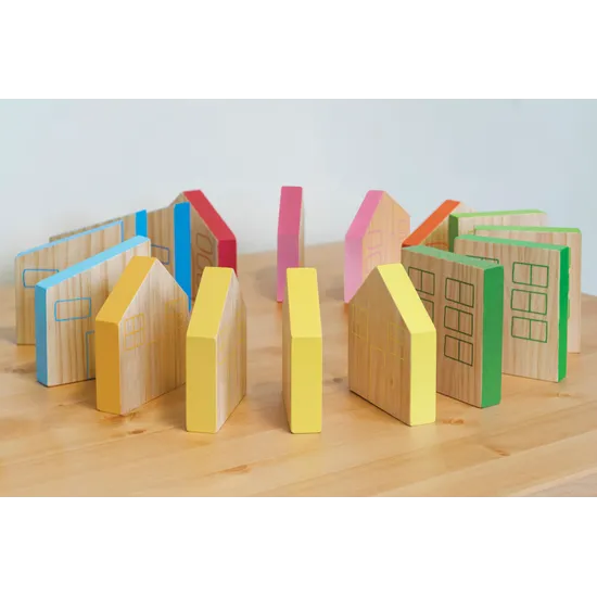 Colourful Houses Blocks 16 Pieces