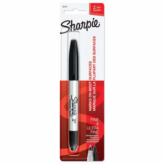Sharpie Twin Tip Permanent Marker Black - Each