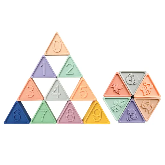 Silicone Triangle Stacker Blocks Macaron 10 Pieces