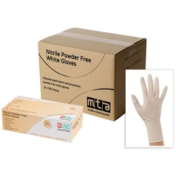 Nitrile Powder Free White Gloves S 10x PK100