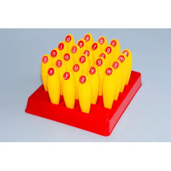 Stamping Sticks Lowercase Letters in Tray
