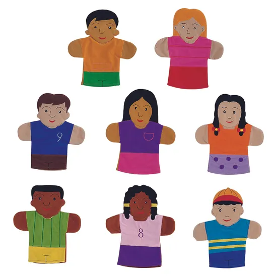 Children of The World Hand Felt Puppets 8 Pieces
