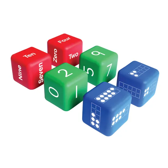 Tens Frame, Number & Name Dice - Set of 6
