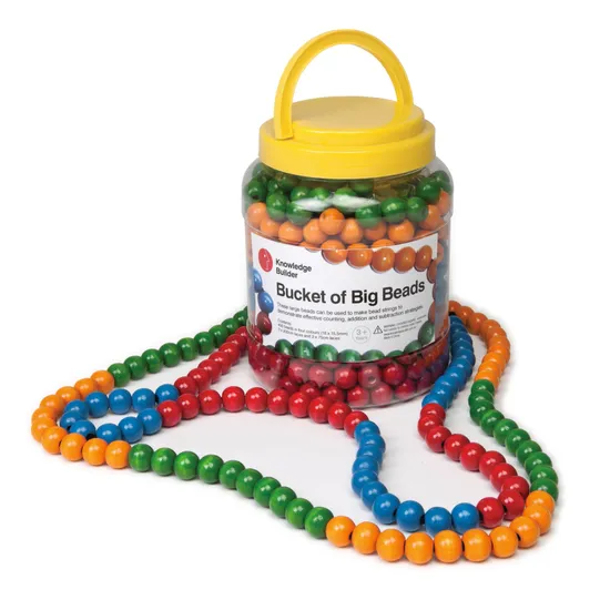 Bucket of Big Wooden Beads – Jumbo Beads for Threading, Assorted Colours