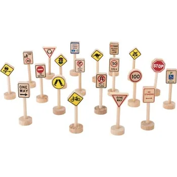 Wooden Traffic Signs - 20 Pieces