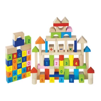 Alphabet & Numbers Wooden Blocks Set - 100pcs