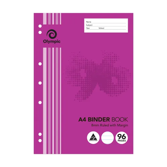 Olympic Binder Book A4 8mm Ruled 96pg