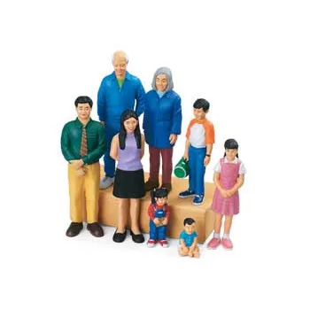 Asian Family Block Play People - 8 pieces