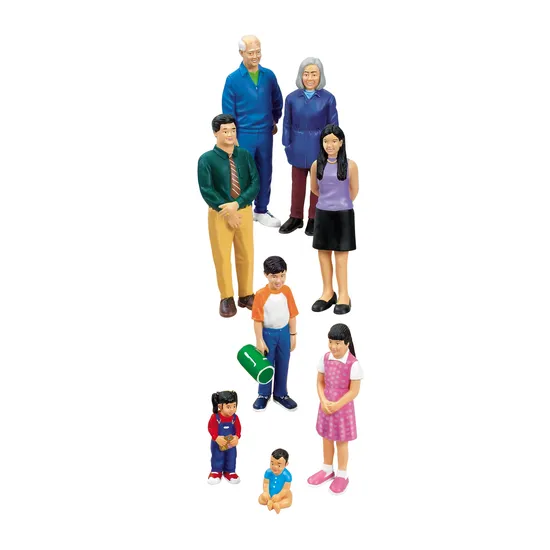 Asian Family Block Play People - 8 pieces