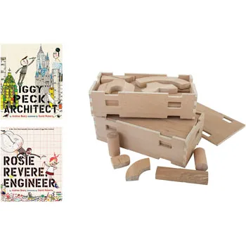 Wooden Blocks & Books STEM Set