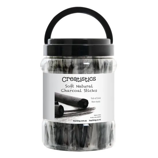 Creatistics Natural Soft Charcoal Sticks- Tub of 144