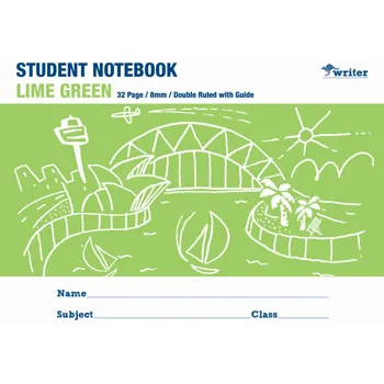 Writer Student Notebook Lime Green 8mm 32p