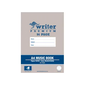 Writer Premium Music Exercise Book A4 8 mm/Staved 96p